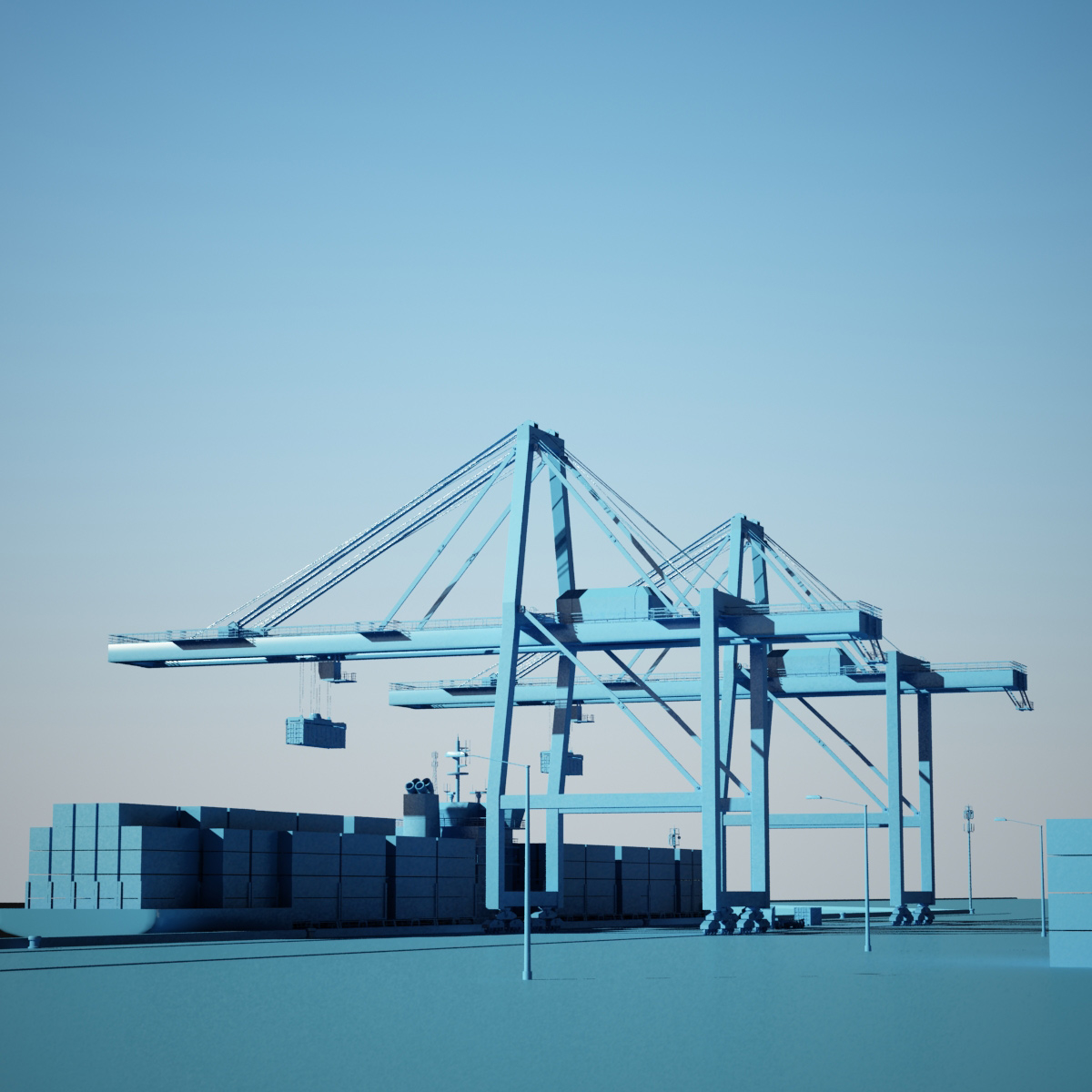 3d container terminal scene