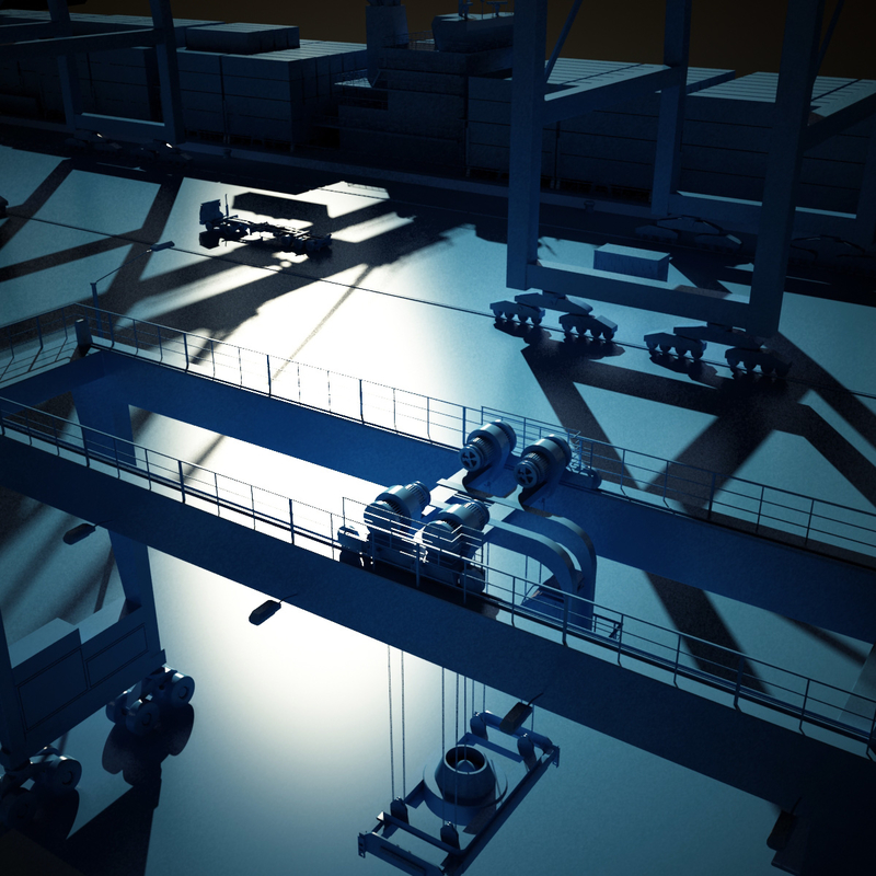3d container terminal scene