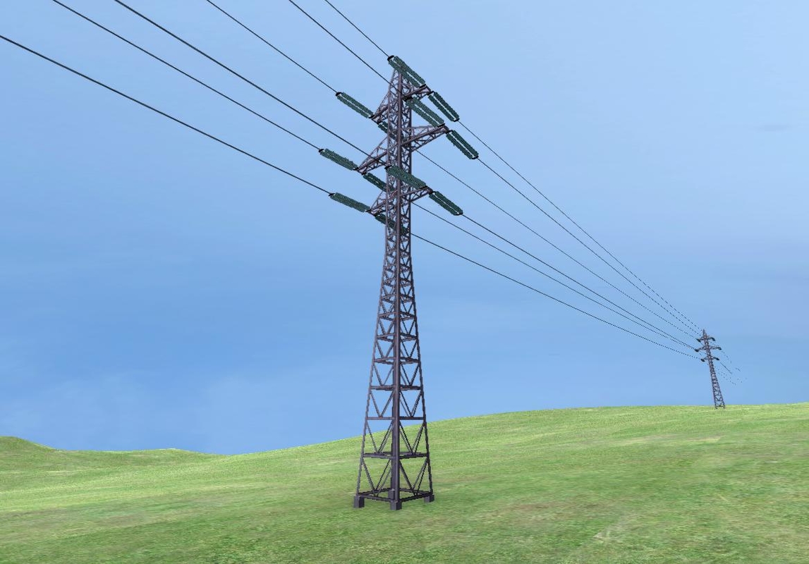 low-poly power line 3d max