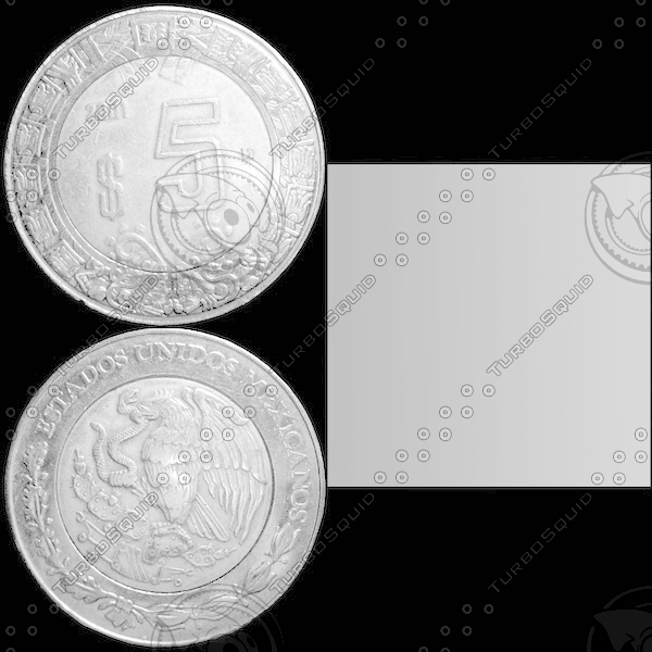 3d 5 pesos mexican coin