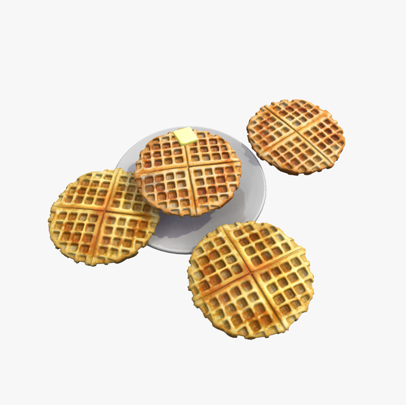 3d model waffle breakfast