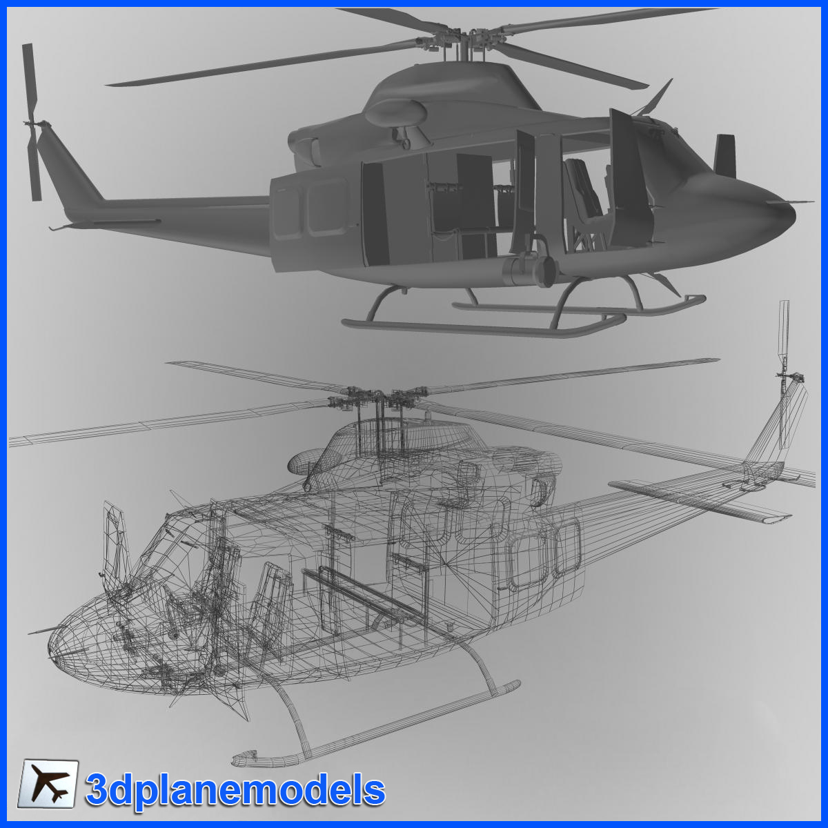 bell 412 helicopter animation 3d max