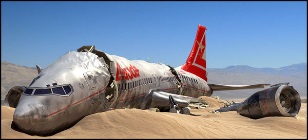3d crashed airplane model