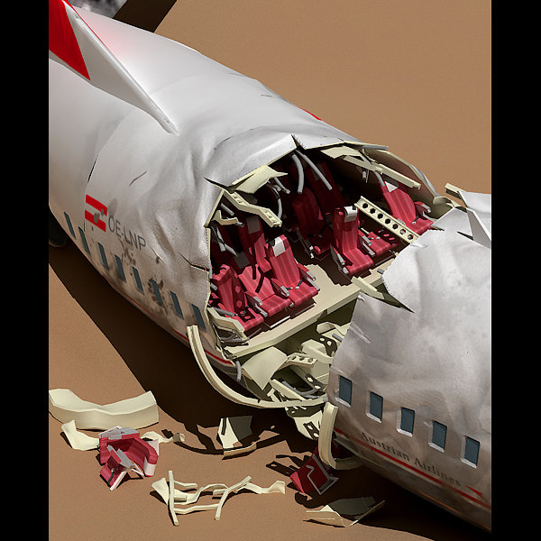 3d crashed airplane model