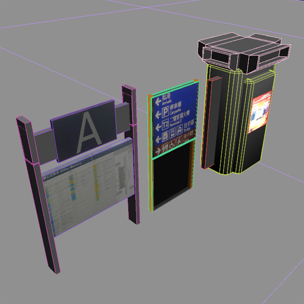 3d airport terminal signs model