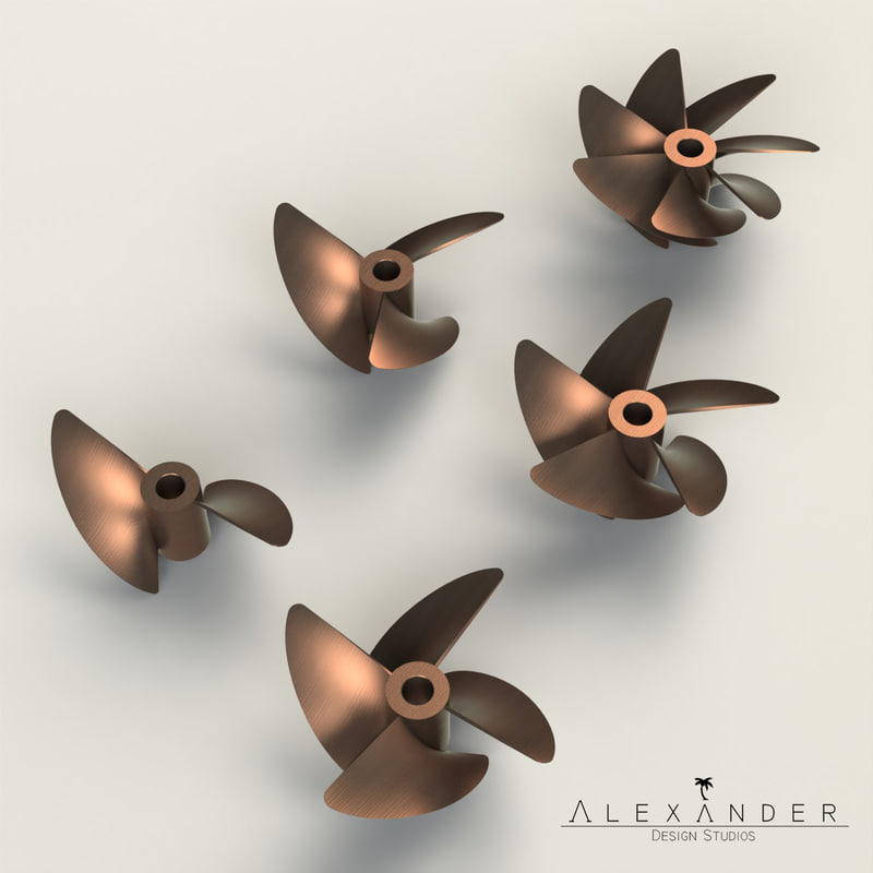 3d set propellers boats