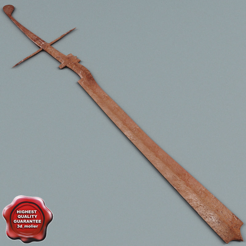 3d model old rusty sword
