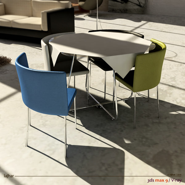 lwo architectural visualization chairs table