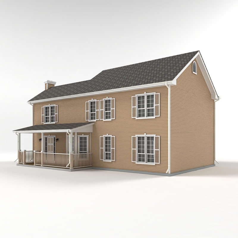3d model of two-story house 10
