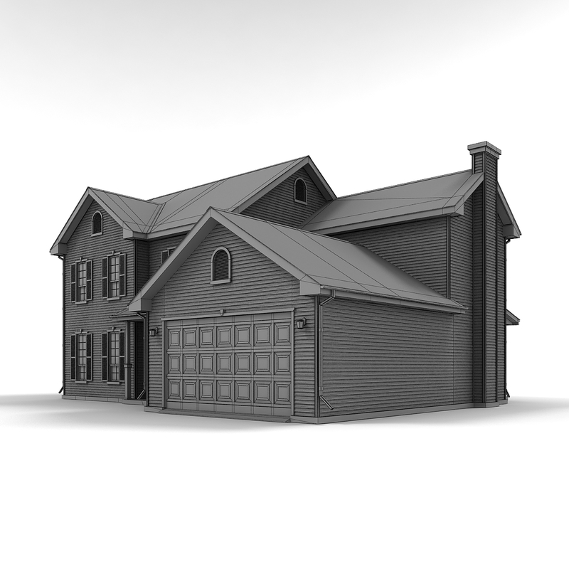3d model of two-story house 10