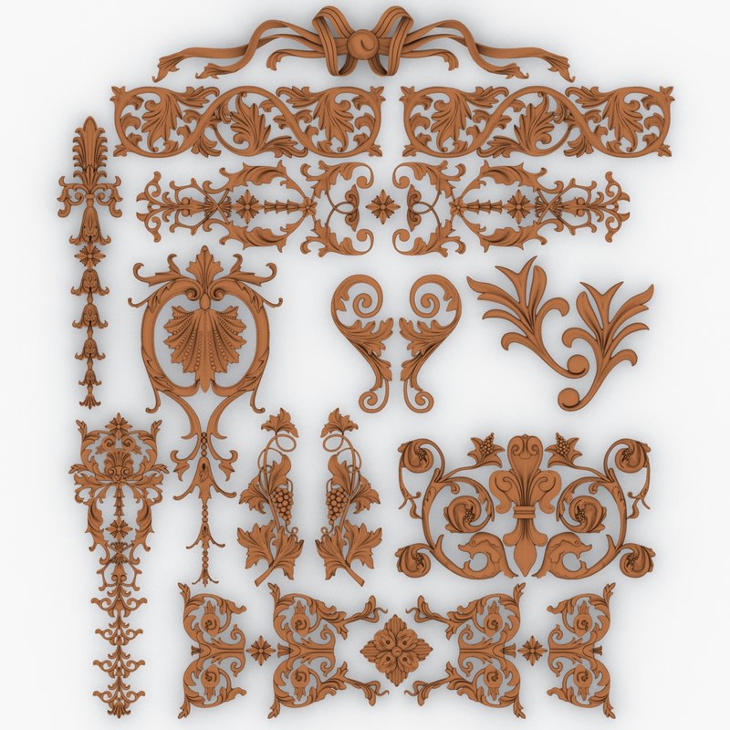 3d dxf classical decoration 3