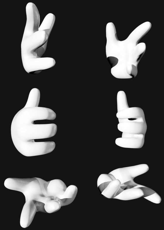 comic hand gestures 3d model
