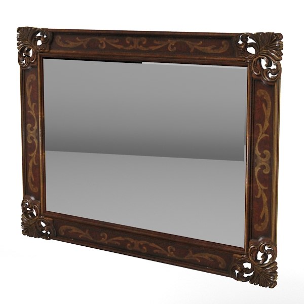 mirror rectangular wood obj