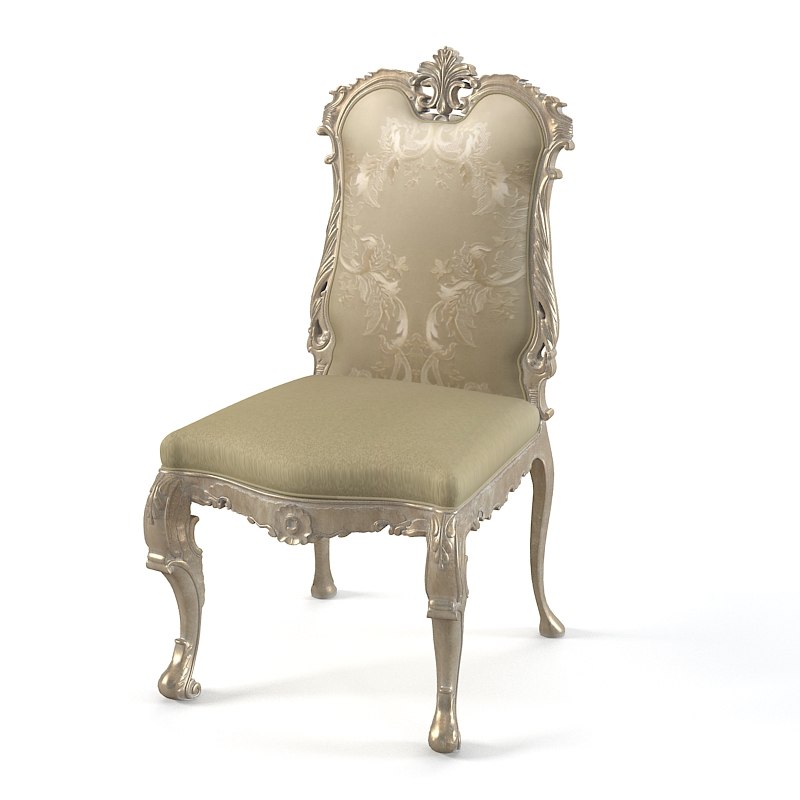modelo 3d Silla de comedor clásica jumbo talla de madera barroca ...