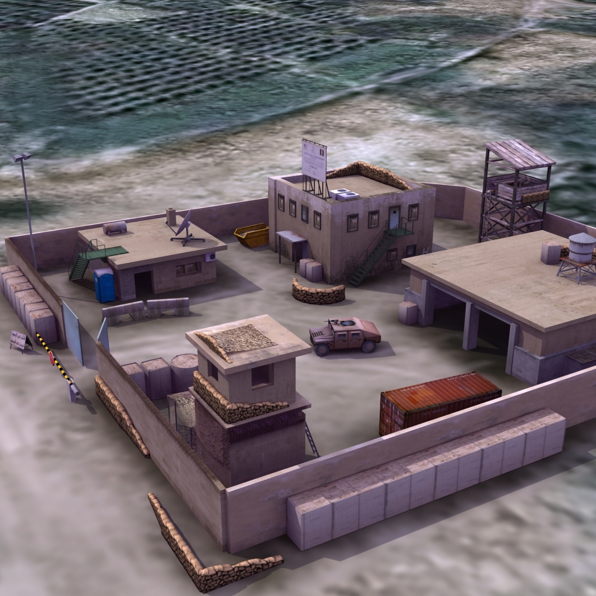 3d afghan police compound base model