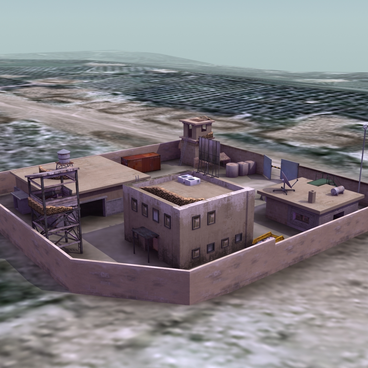 3d afghan police compound base model