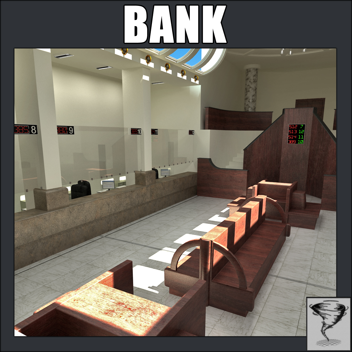 bank lobby 3d model