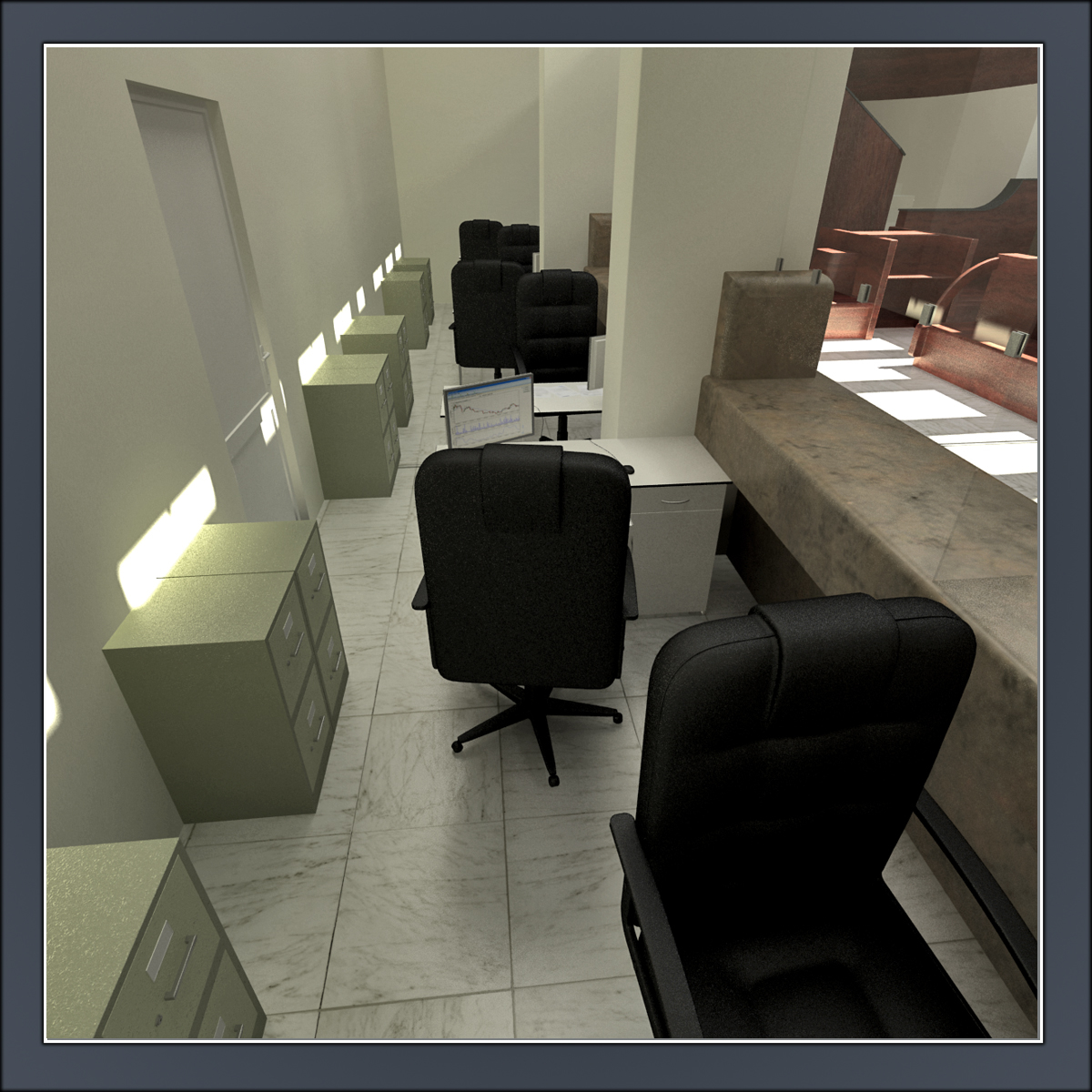 bank lobby 3d model