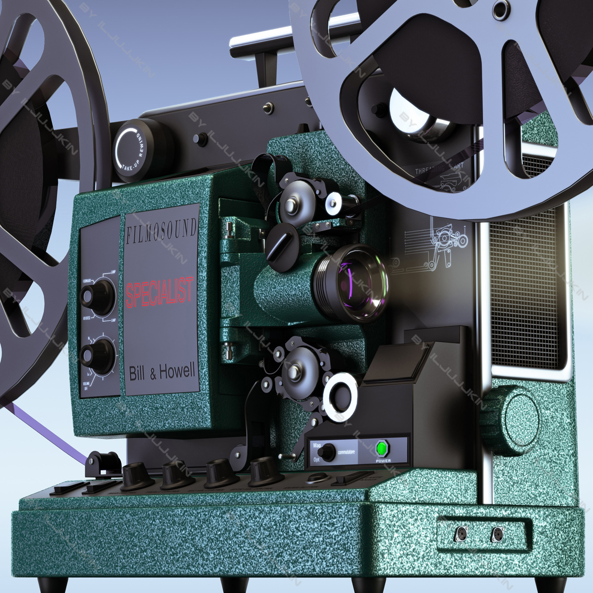 retro film projector 16mm 3d model