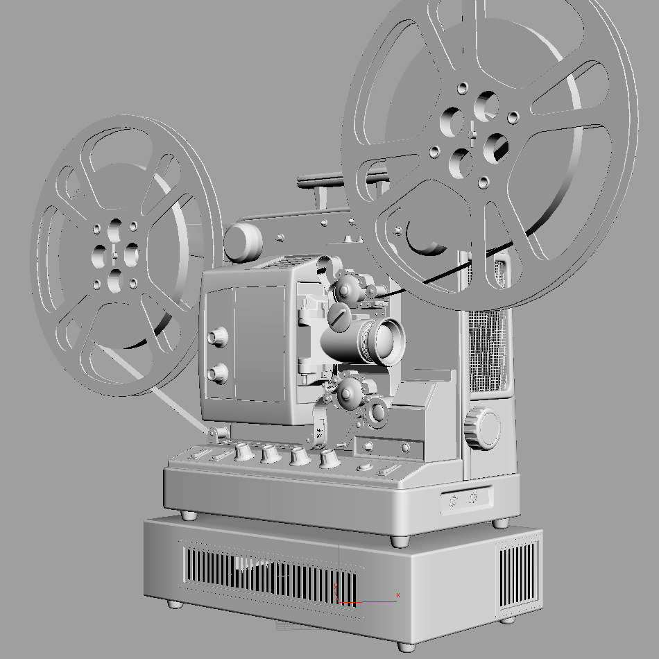 retro film projector 16mm 3d model