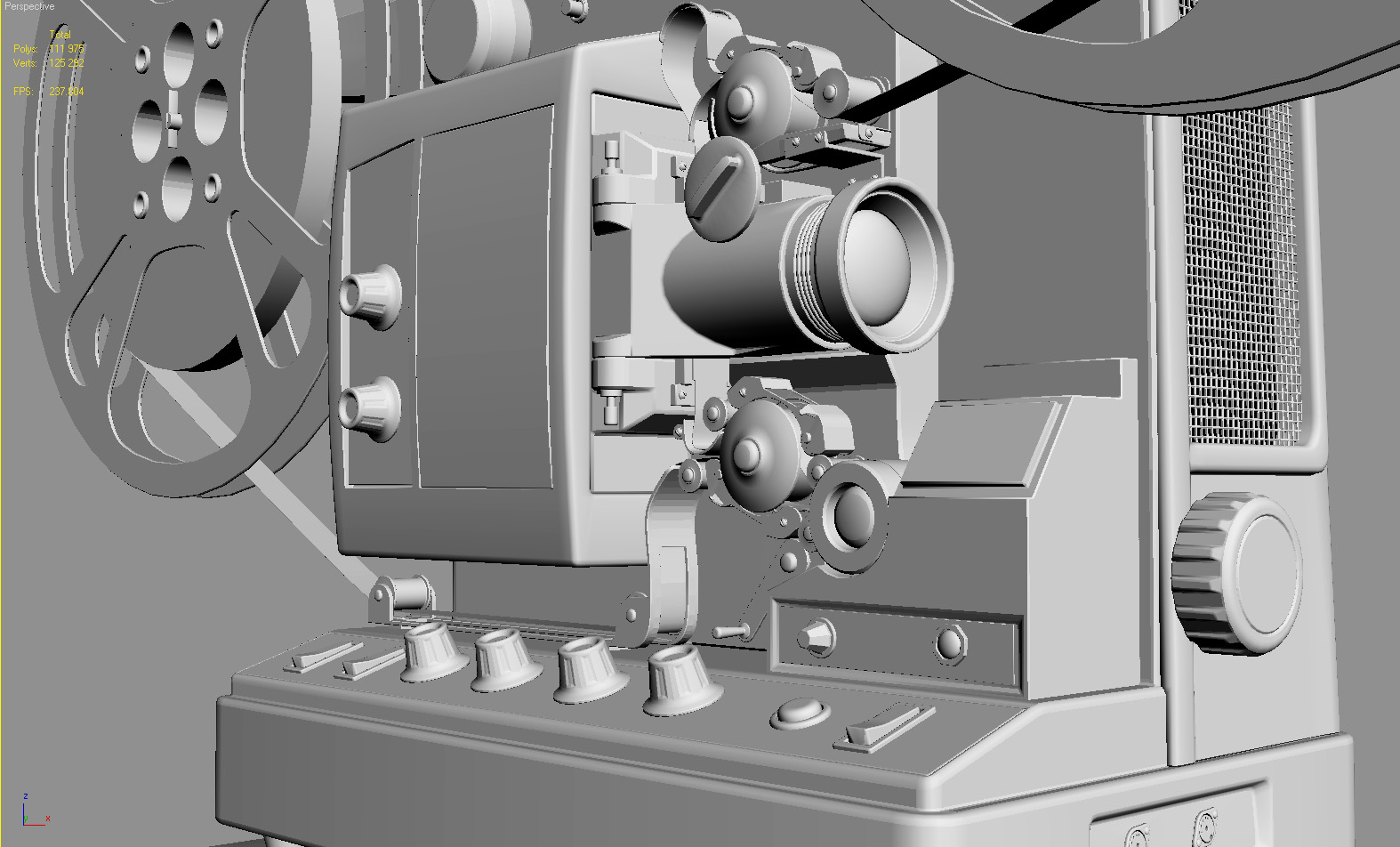 retro film projector 16mm 3d model