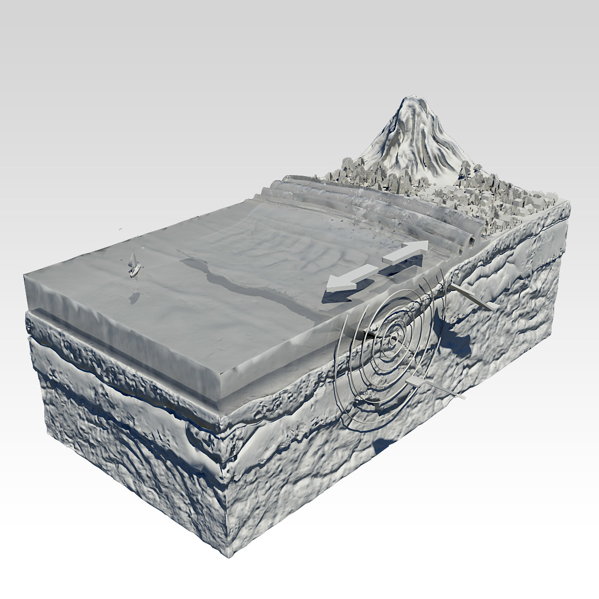 earthquake modeled 3d model