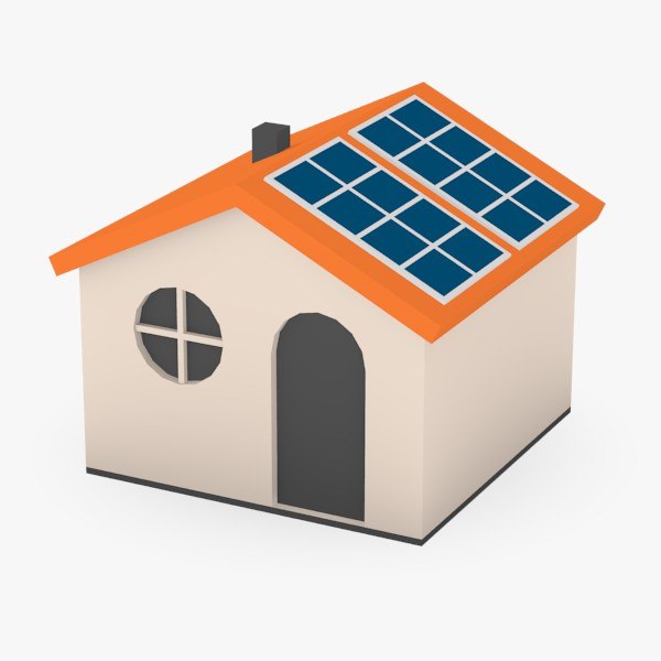 3ds cartoon house solar panels