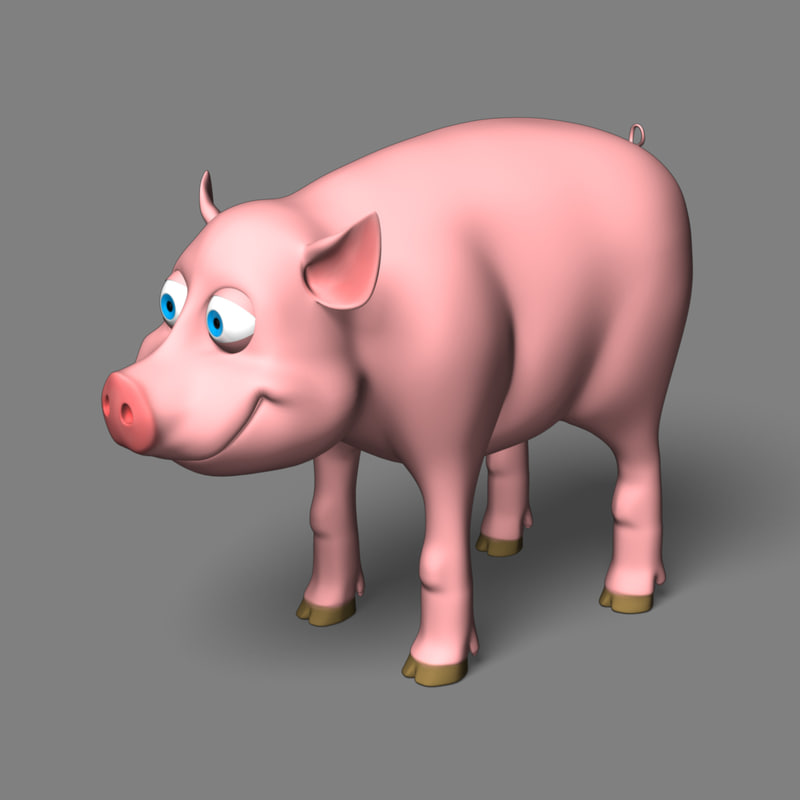 3d model of pig cartoon