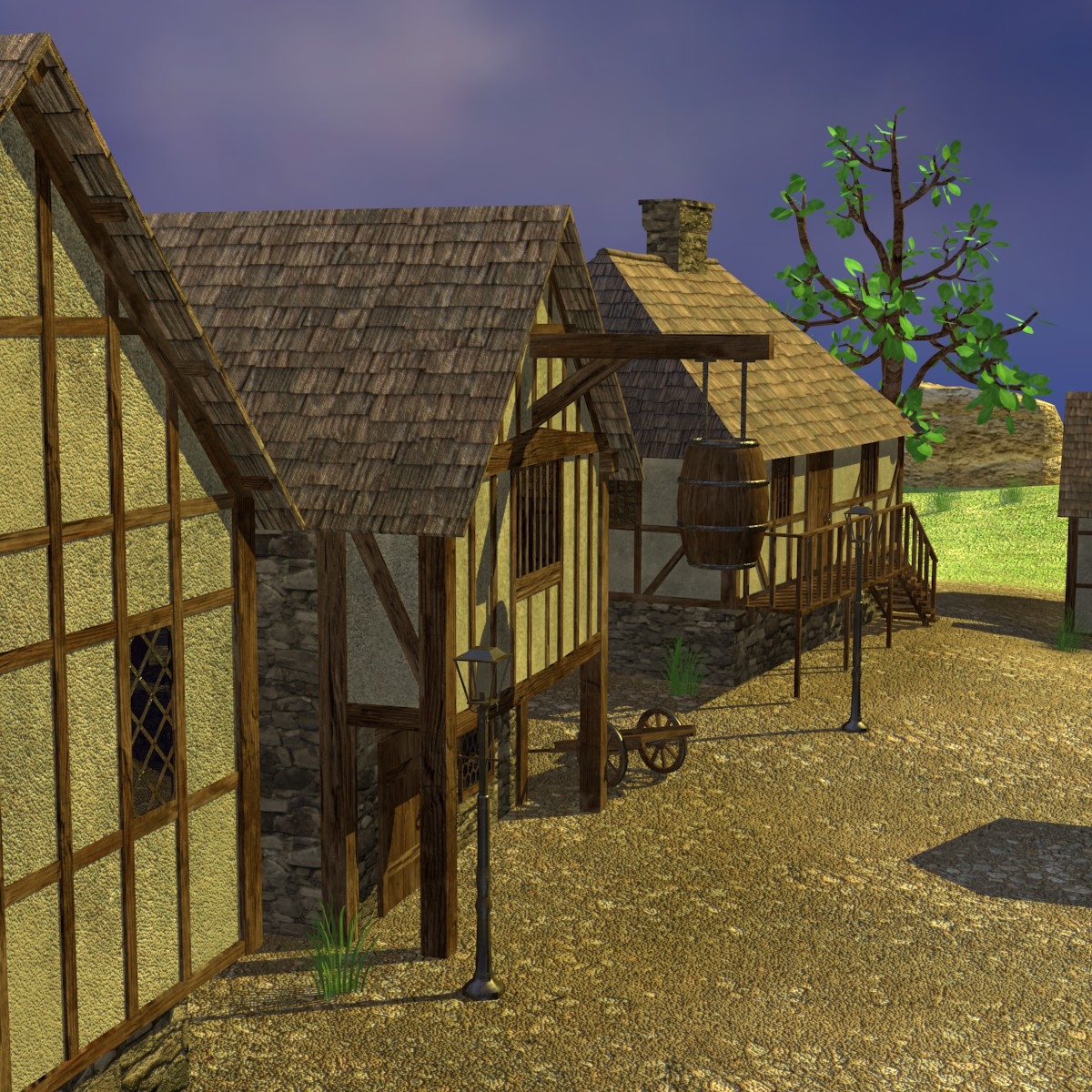 medieval village houses 3d model