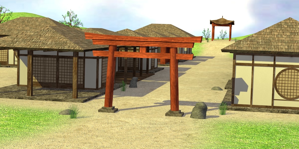 japanese town 3d model