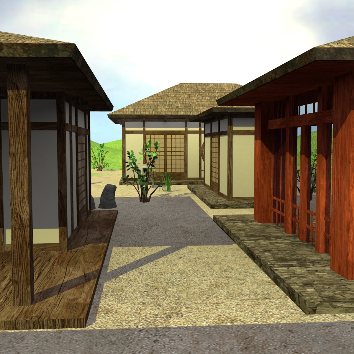 japanese town 3d model