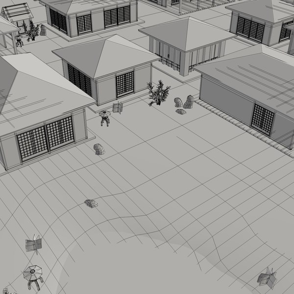 japanese town 3d model