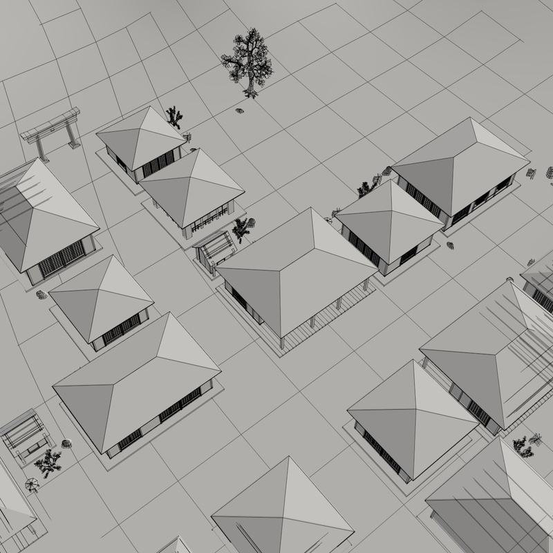 japanese town 3d model