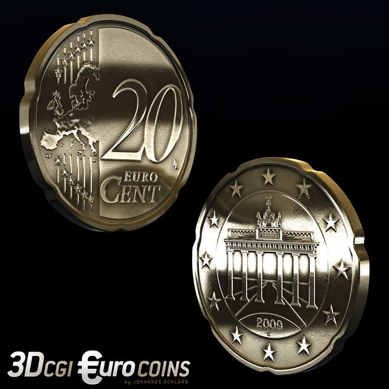 euro coins 3d model