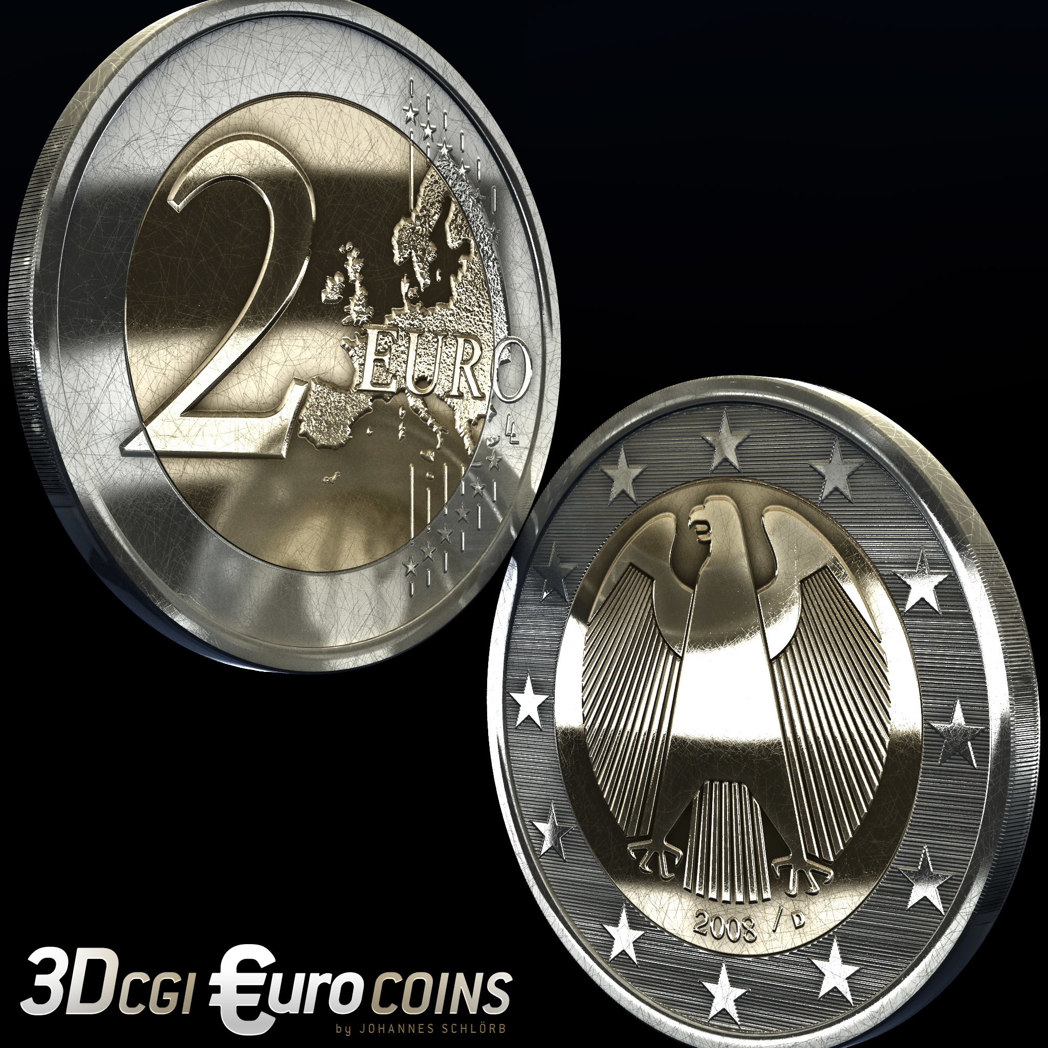 euro coins 3d model