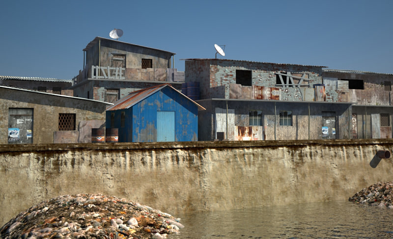 3d slum house model