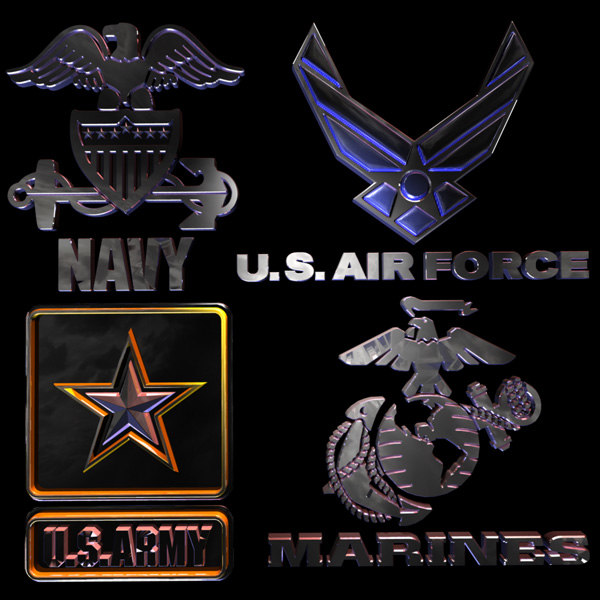 3d model armed forces logos