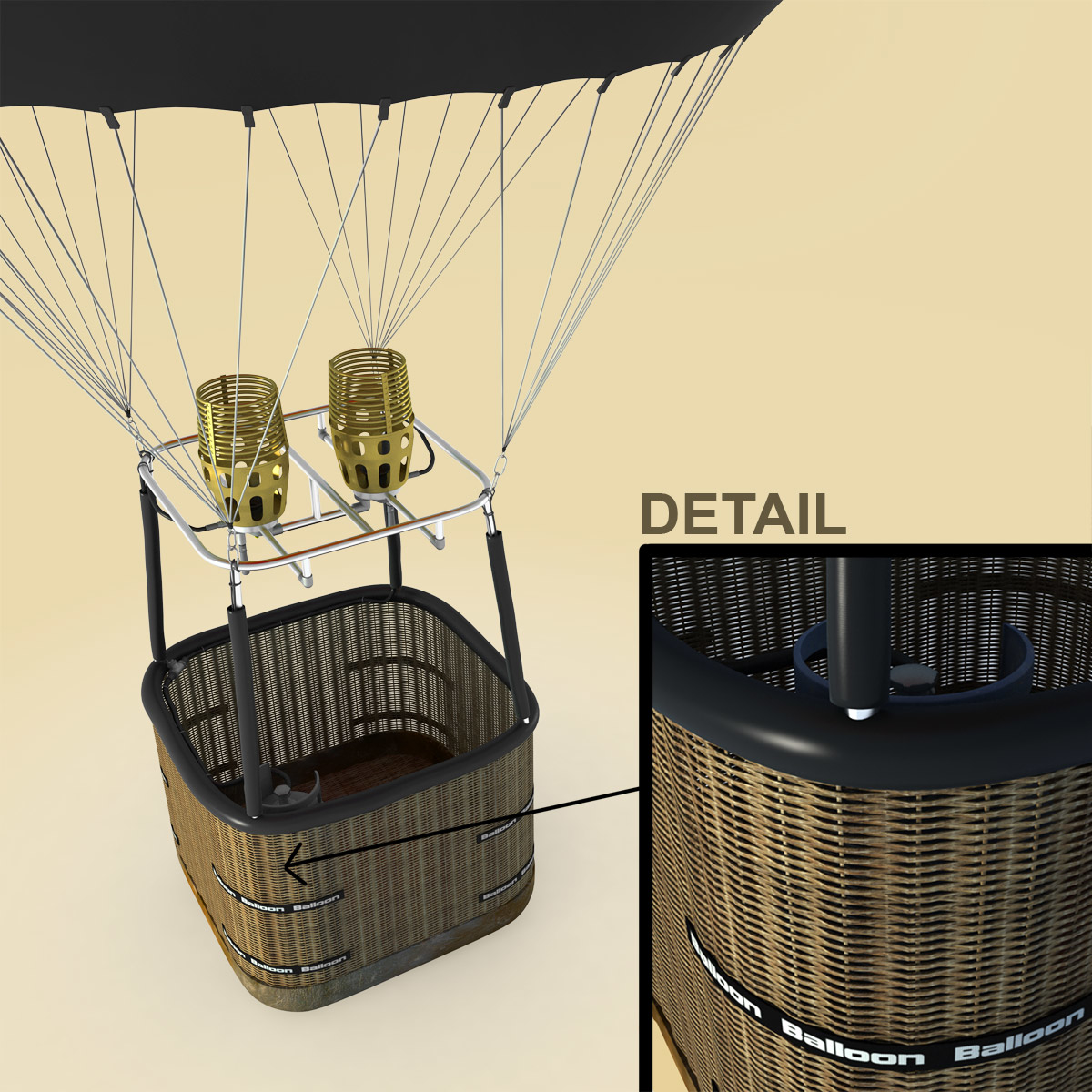 3d air balloon basket resolution