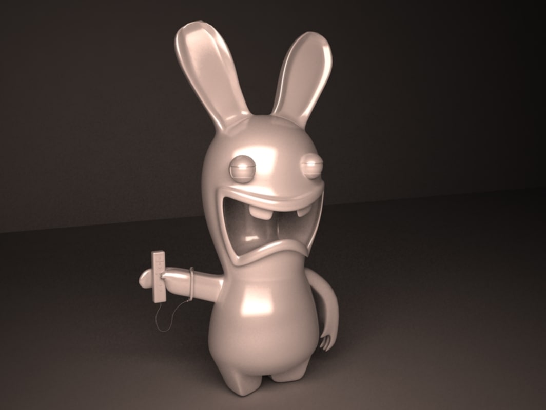 3d raman rabbit playing wii model