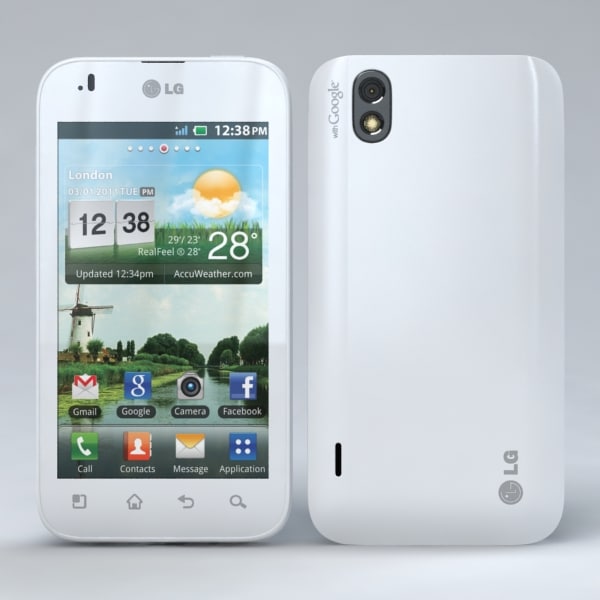 3d obj lg optimus white bright
