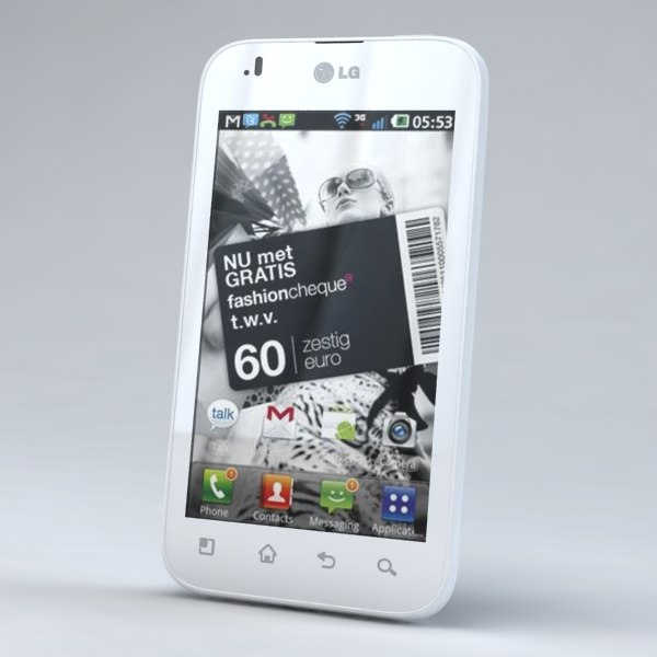 3d obj lg optimus white bright