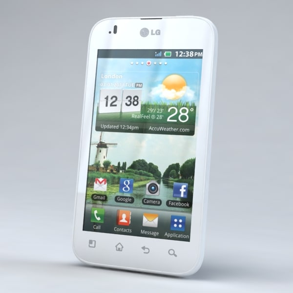 3d obj lg optimus white bright