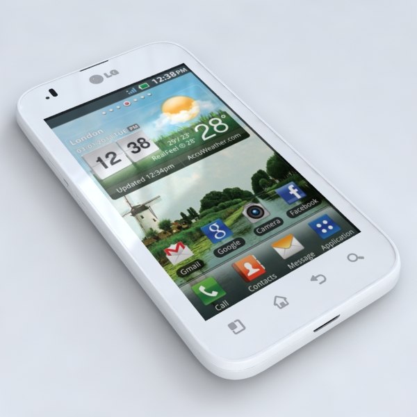3d obj lg optimus white bright