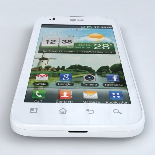 3d obj lg optimus white bright