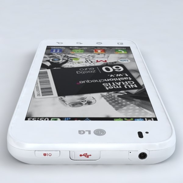 3d obj lg optimus white bright