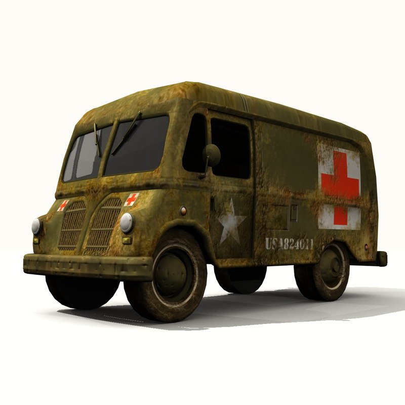 3d model of old army ambulance