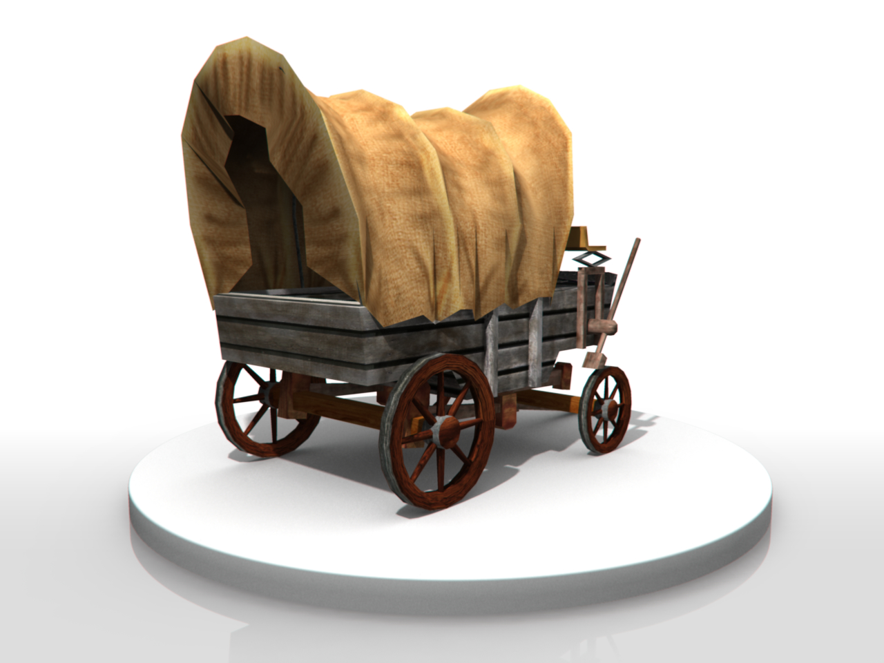 wild west covered wagon 3d obj