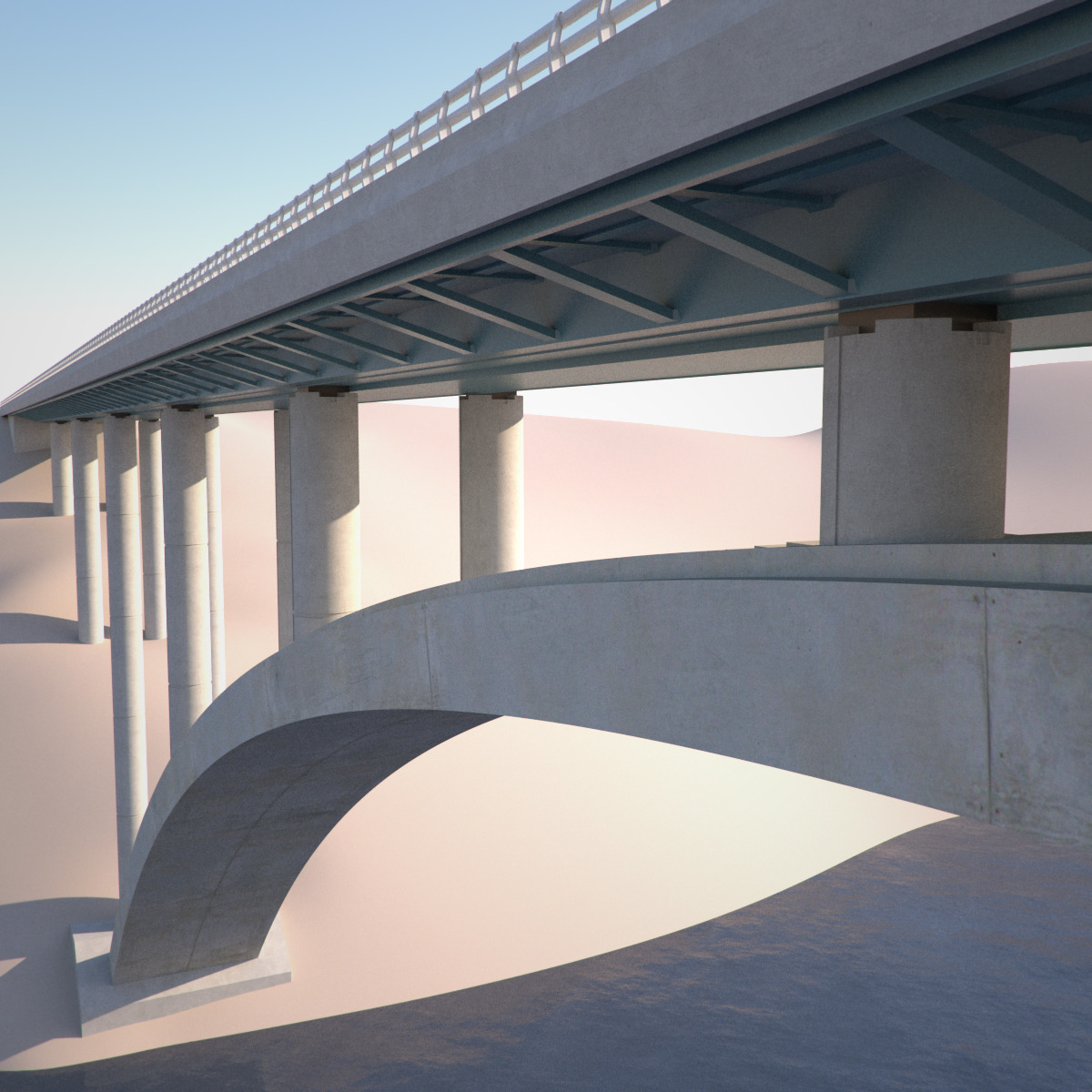3dsmax open arch bridge highway