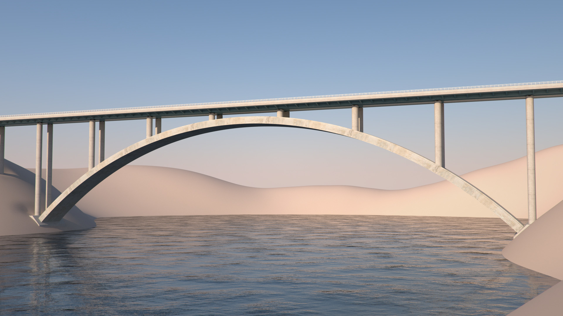 3dsmax open arch bridge highway