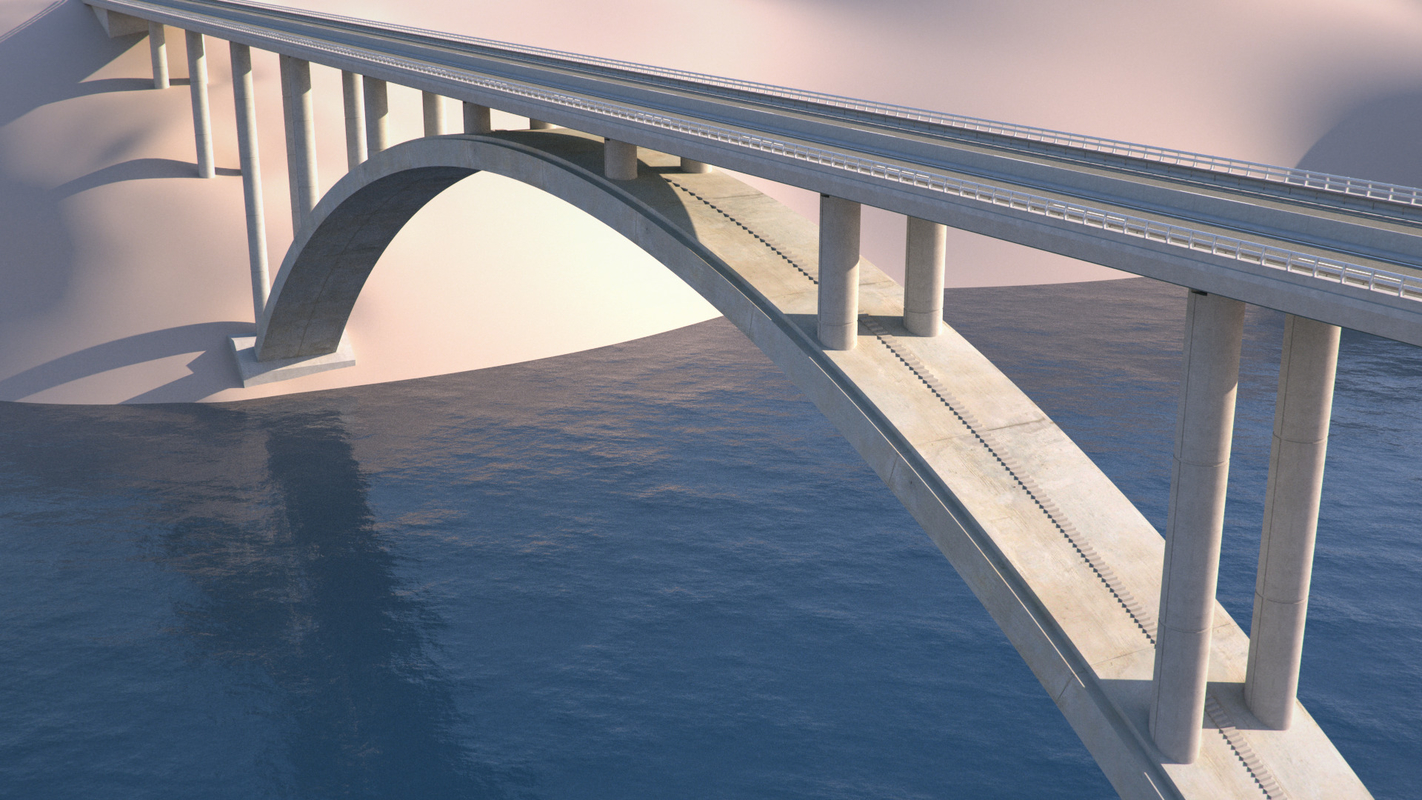 3dsmax open arch bridge highway